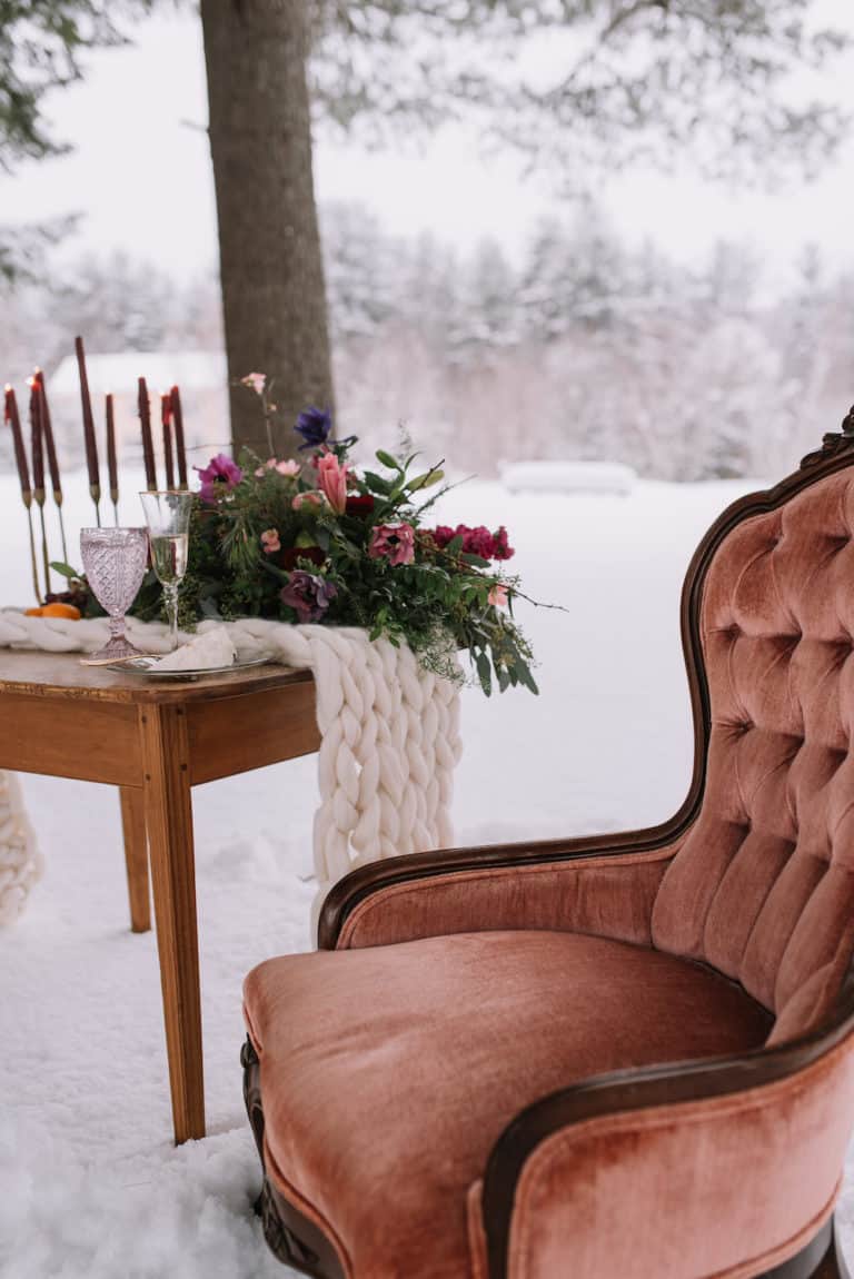 Romantic Snowy Winter Styled Shoot with a Moody Color Palette | Cake ...