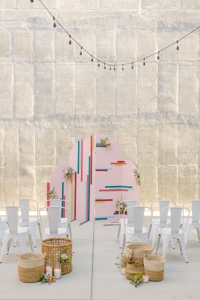 Colorful + Retro Mid-Century Modern Spring Wedding in the City